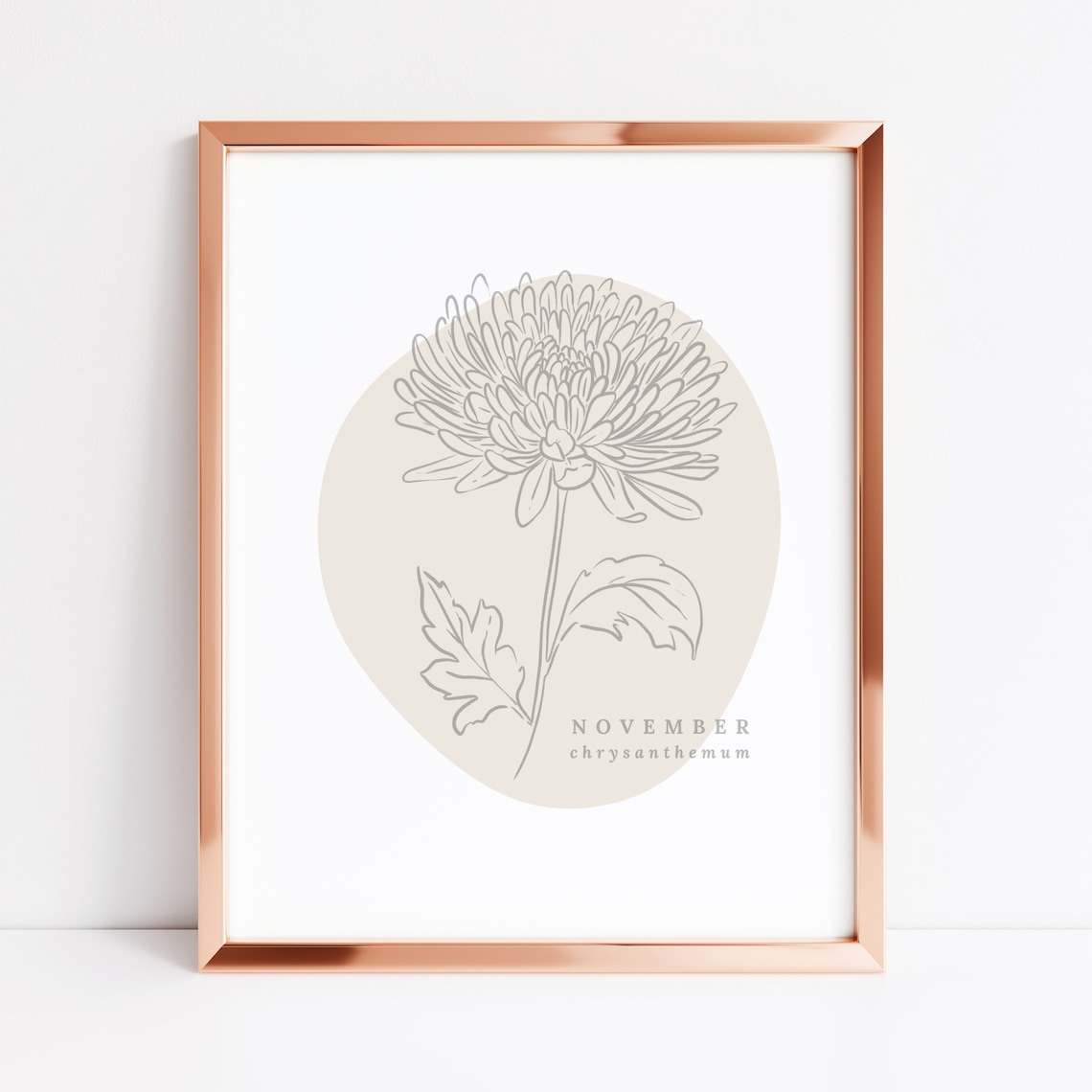 November Chrysanthemum Birth Flower Printable | Simple Line Art Boho ...
