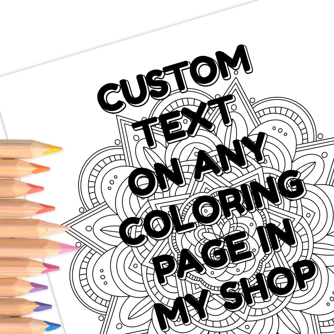 Custom Text on Any Coloring Page in My Shop | Personalized Coloring ...