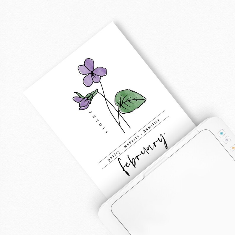February Violet Birth Flower Digital Art Printable - Etsy