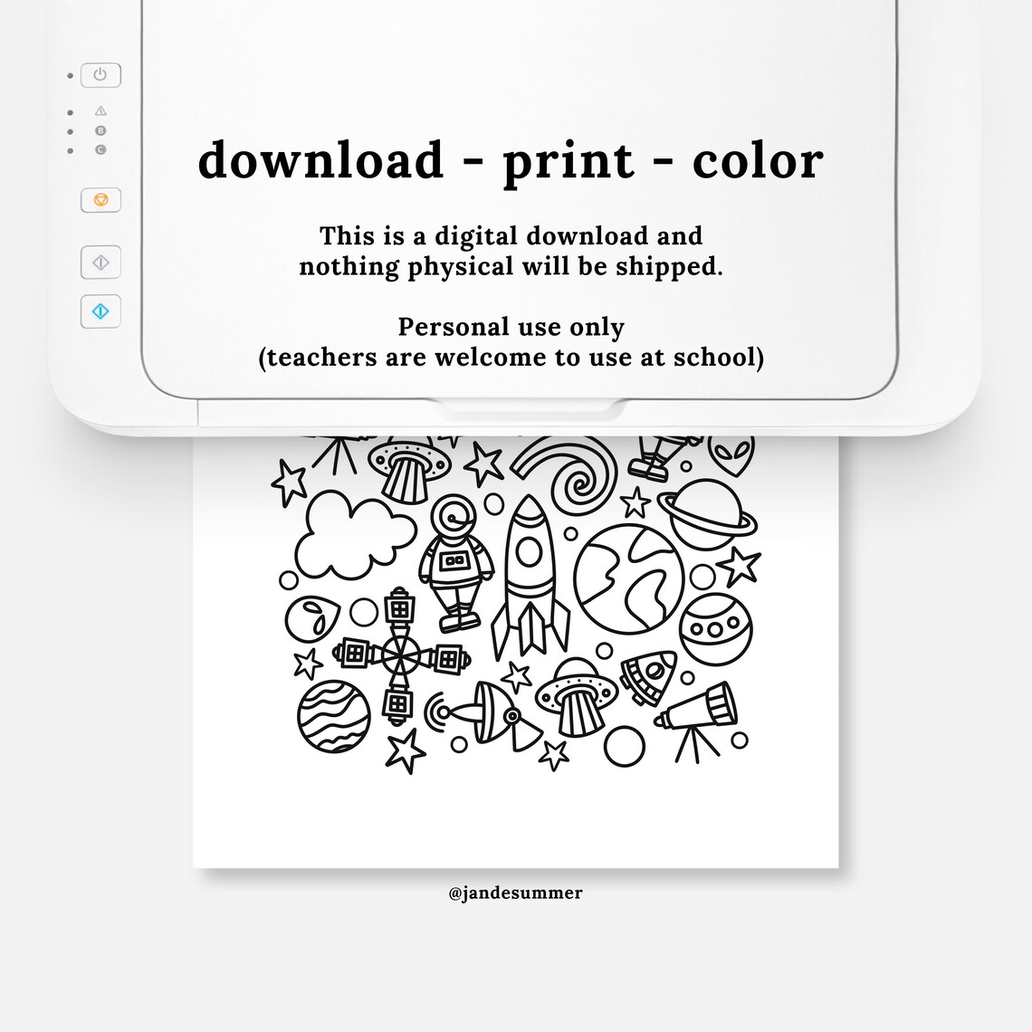 2 PK Space Astronomy & Galaxy Printable Coloring Pages | Matching Hand ...