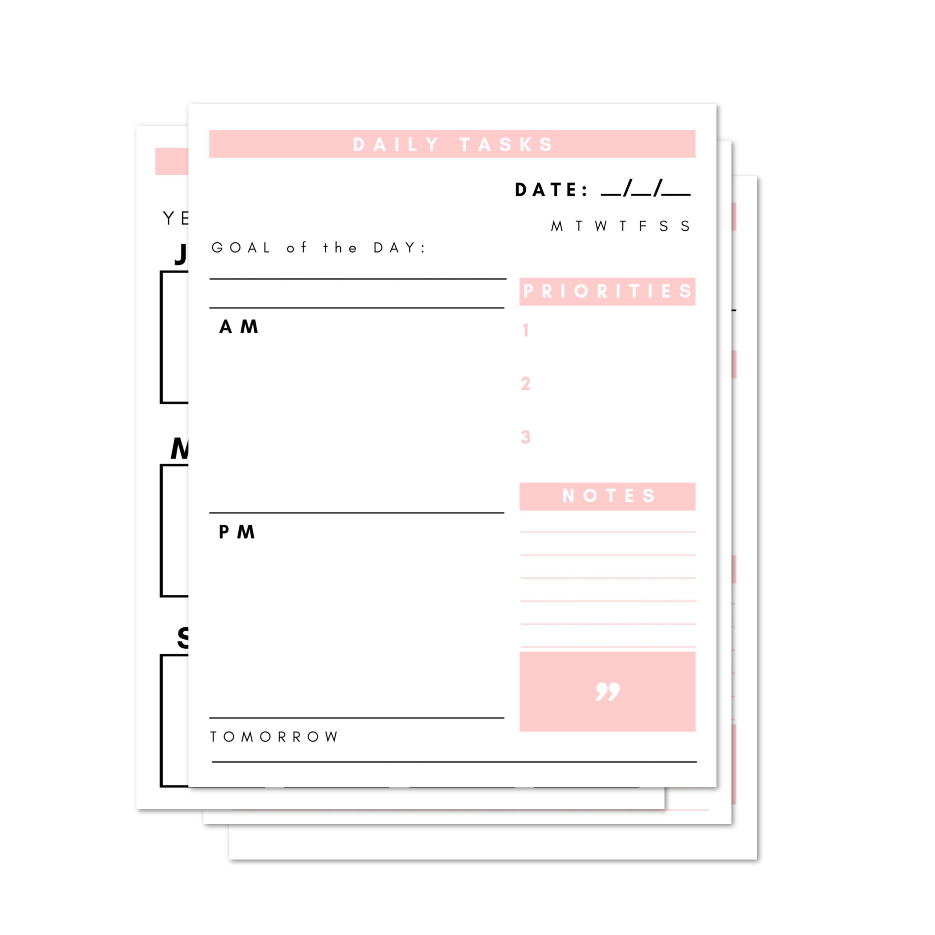 Set of 4 Planner Printables Yearly Monthly Weekly Daily | Etsy