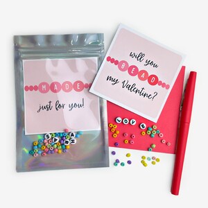 Bead Bracelet Valentine Printable Cards | 12 Digital Cards Friendship ...