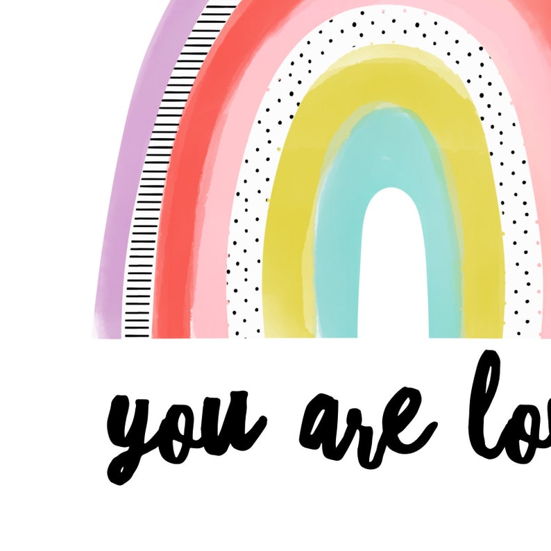 You Are Loved | Watercolor Rainbow Digital Printable | Nursery Wall ...