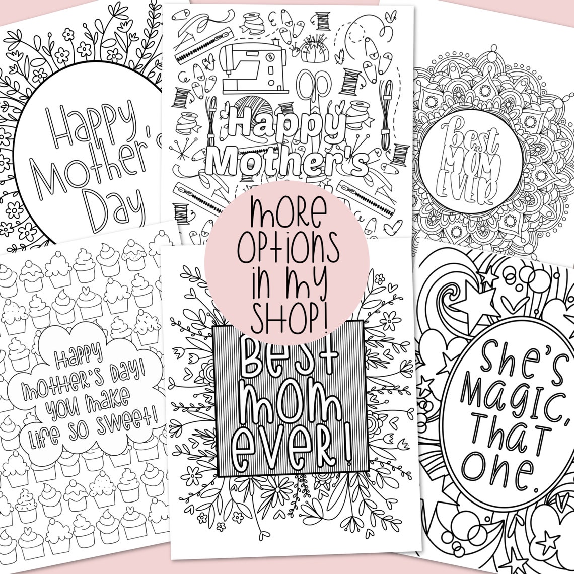 Happy Mother's Day Printable Digital Cupcakes Coloring - Etsy