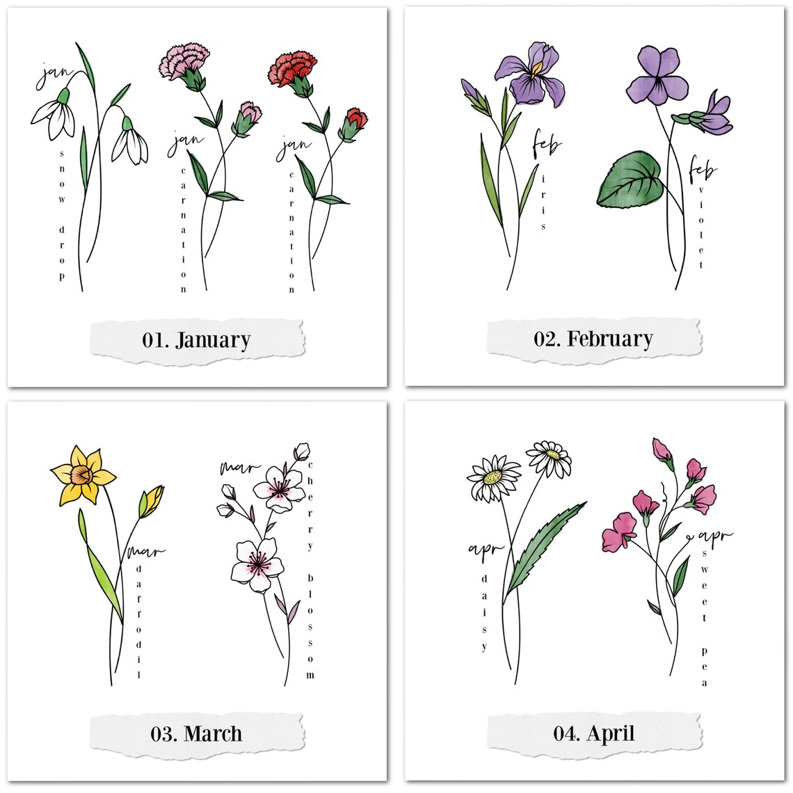 Up to 6 Personalized Birth Flower Printable Digital Download - Etsy