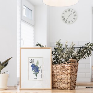 Texas US State Flower Stamp | Bluebonnet Watercolor Floral Art ...