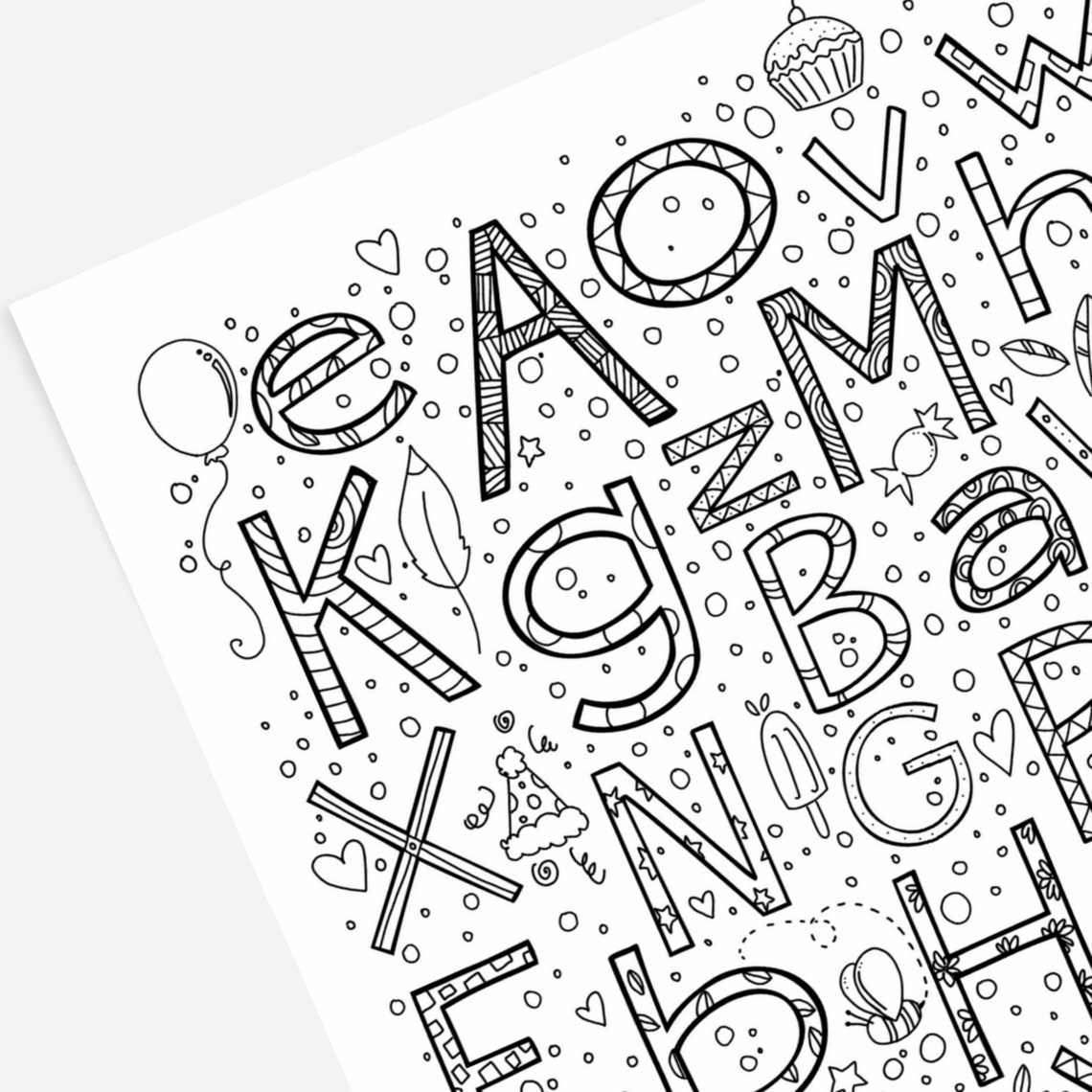 Alphabet Letters Hand-drawn Coloring Page Print & Color | Etsy