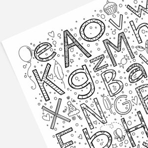 Alphabet Letters | Hand-drawn Coloring Page Print & Color | Digital Art ...