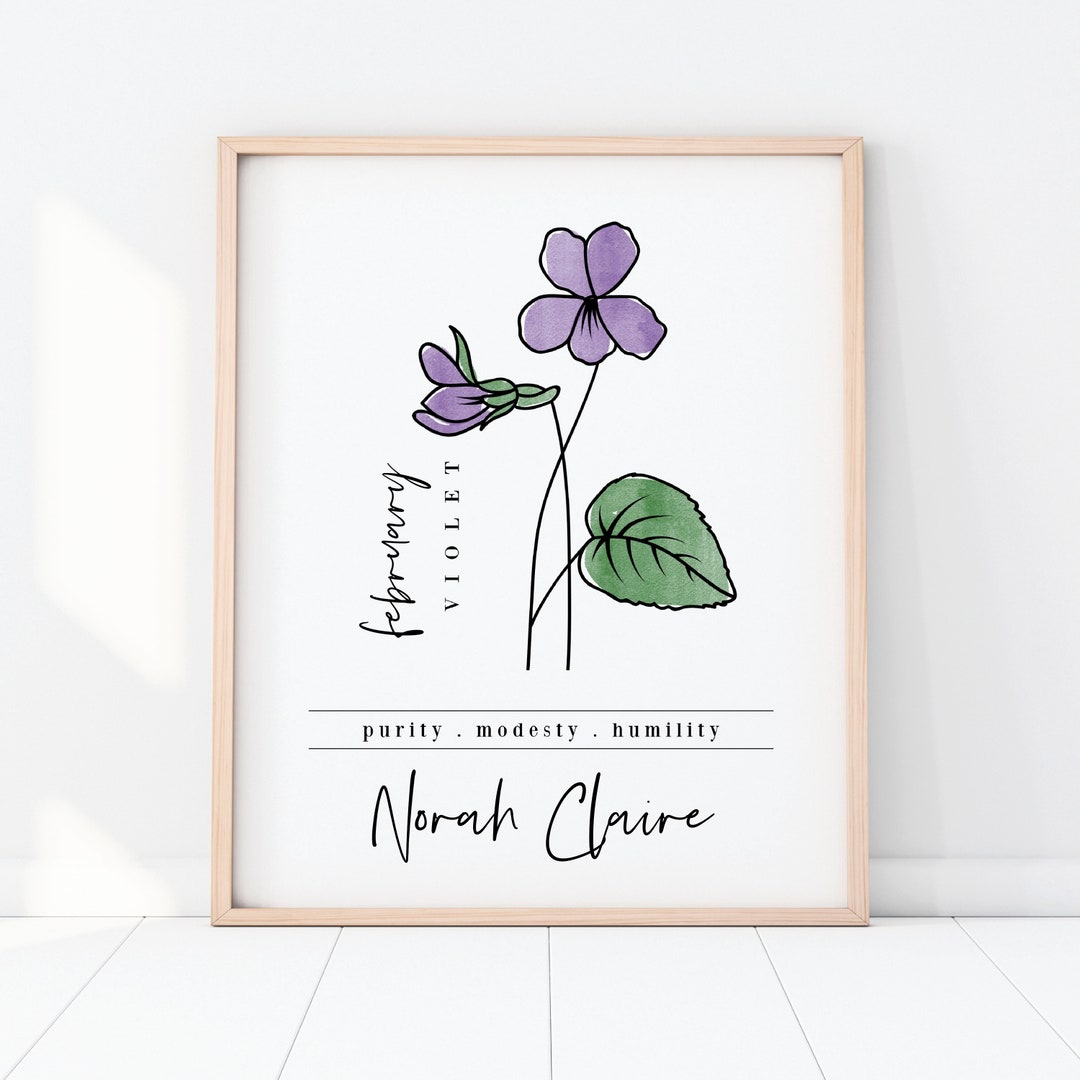 February Birth Flower Violet Personalized Digital Printable - Etsy