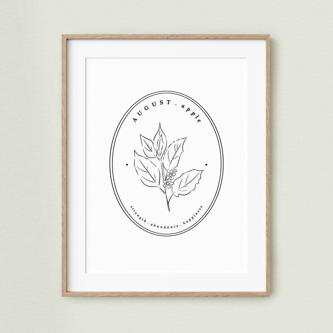August Apple Tree Birth Wood Printable Illustrated Black and - Etsy