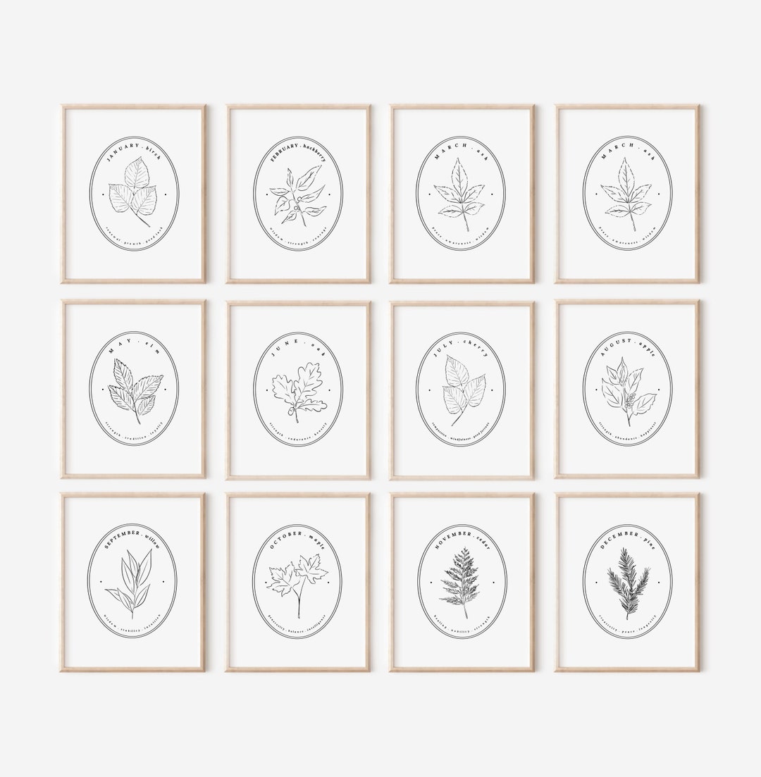 12 Month Pack Birth Tree Birth Wood Printables | Family Tree Art - Etsy