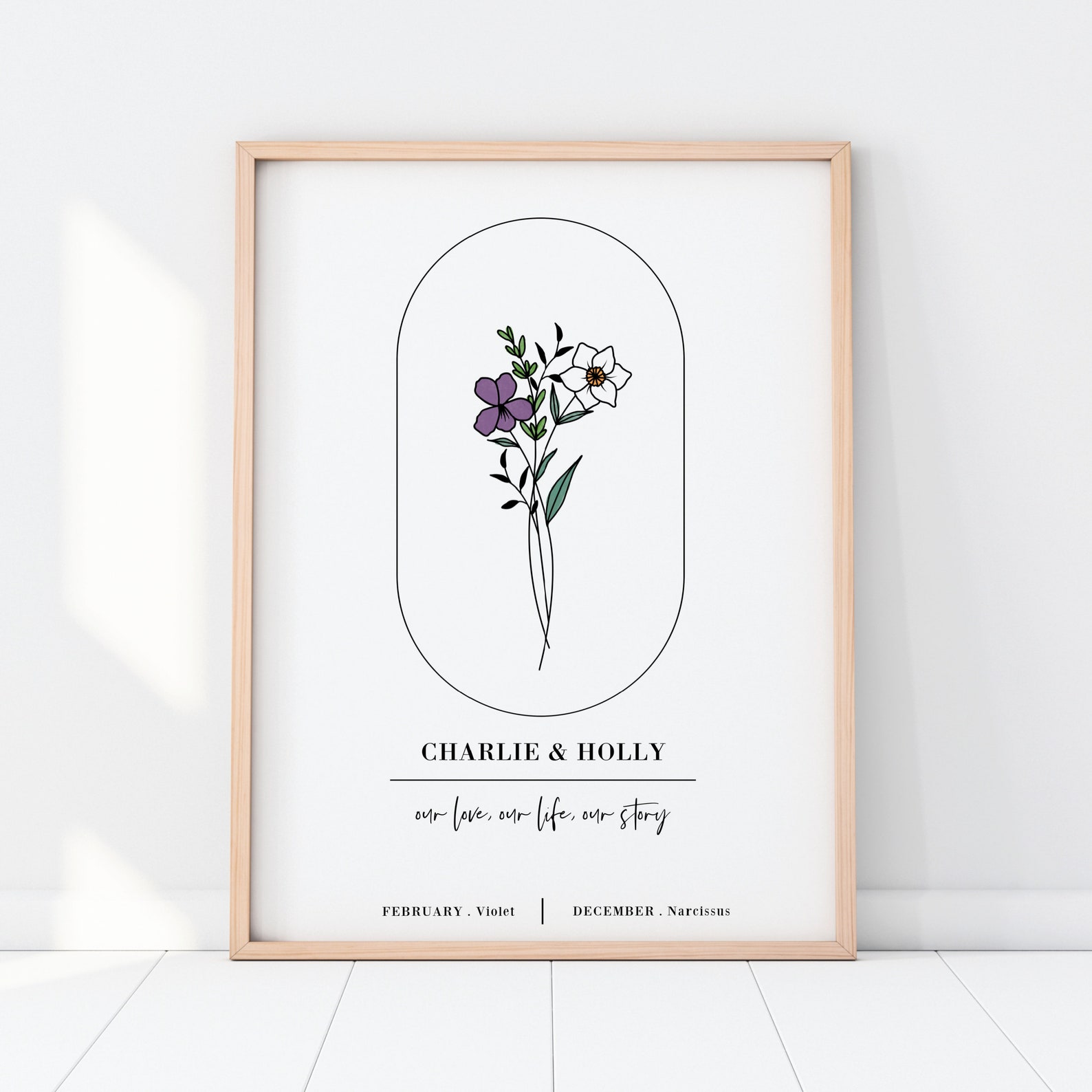 2 Birth Flower Couples Bouquet Printable - Etsy