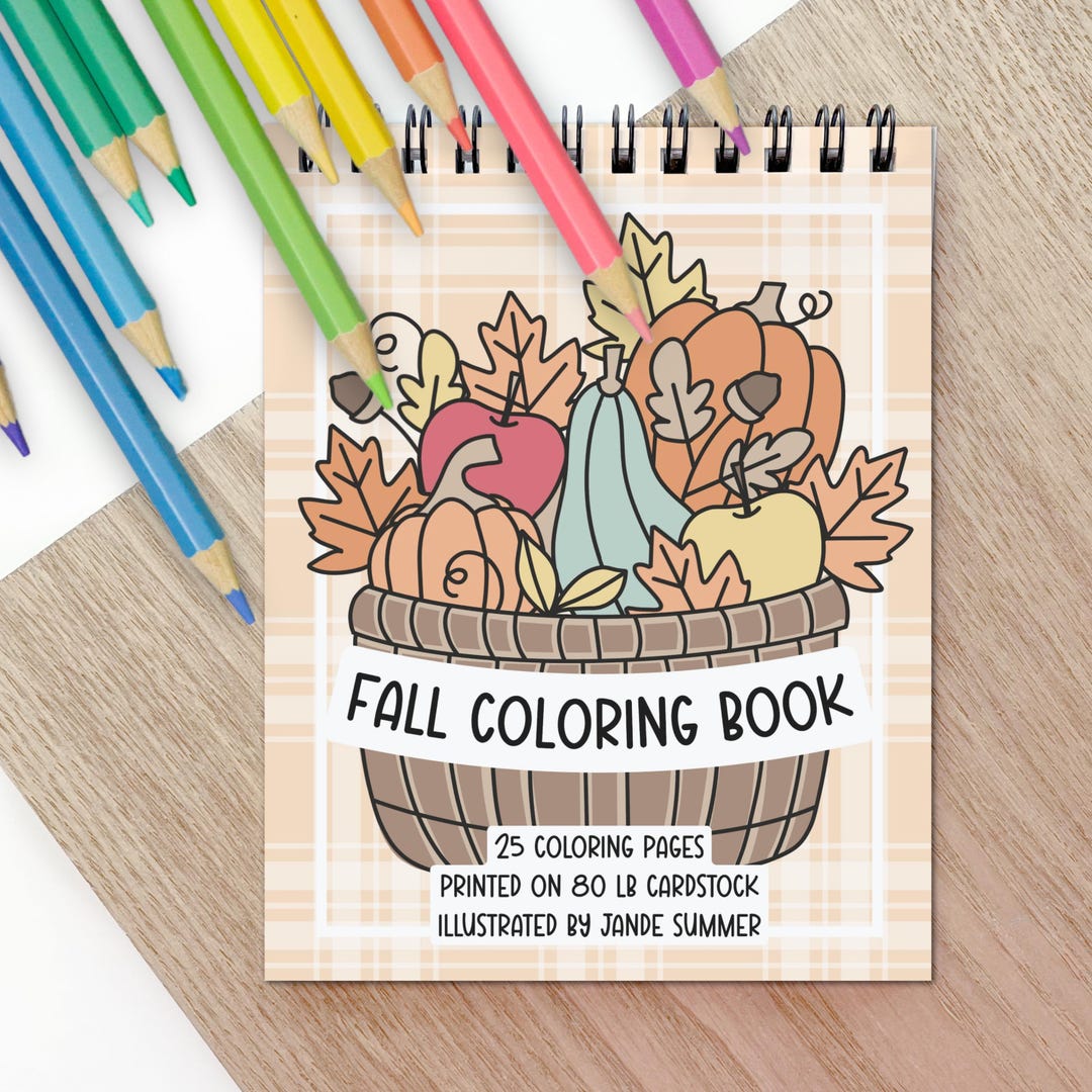 Fall Mini Coloring Book 25 Pg | Hand Illustrated Pocket Sized 4.25x5.5 ...