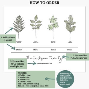 Personalized Birth Family Tree Art Print | up to 6 Names | Birth Tree ...