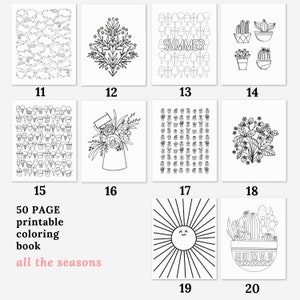 50 Coloring Pages | All the Seasons Digital Coloring Book Illustrations ...