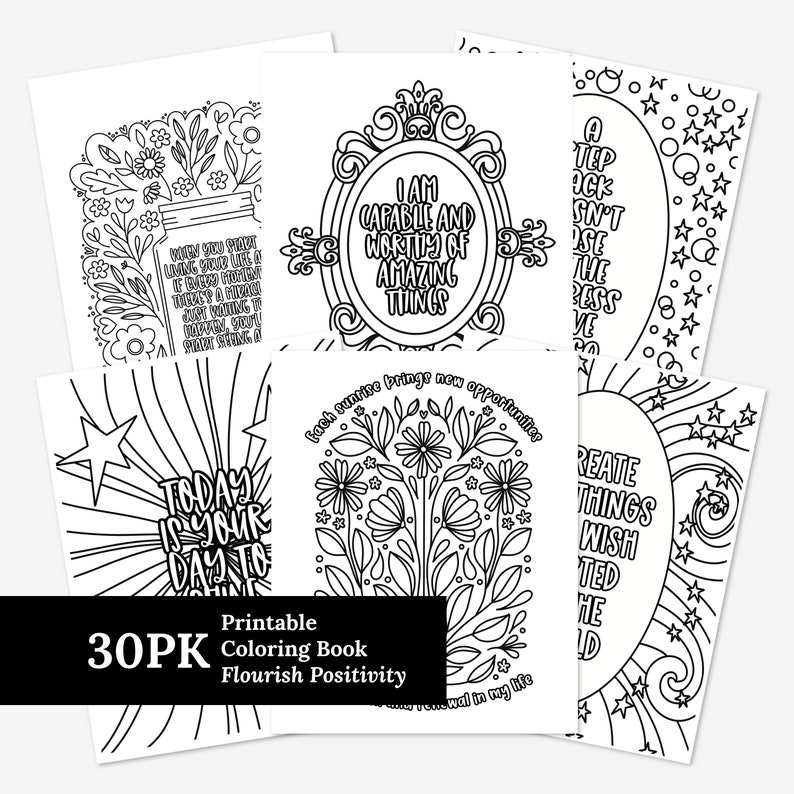 30 Pk Positive Affirmation Printable Coloring Pages | Flourish ...