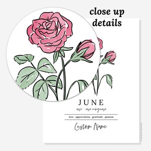 June Red Rose Birth Flower Personalized Name Unframed Art Print ...