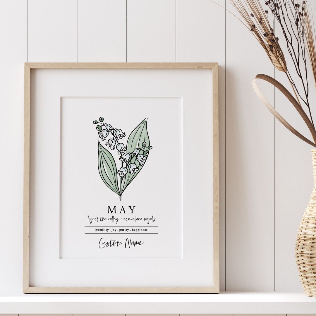 Personalized Name Birth Flower Unframed Art Print | 28 Options 4 Sizes ...