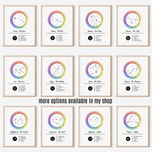 Taurus Sign Zodiac Chart Art Printable Color Wheel Rainbow Digital Wall ...