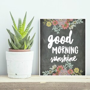 Good Morning Sunshine Floral Chalkboard Farmhouse Country - Etsy