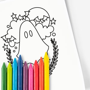Cute Ghost Halloween Magical Hand-drawn Coloring Page Print & Color ...