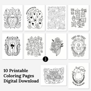 10 Pk Halloween Printable Coloring Book 10pk Coloring Pages Hand-drawn ...