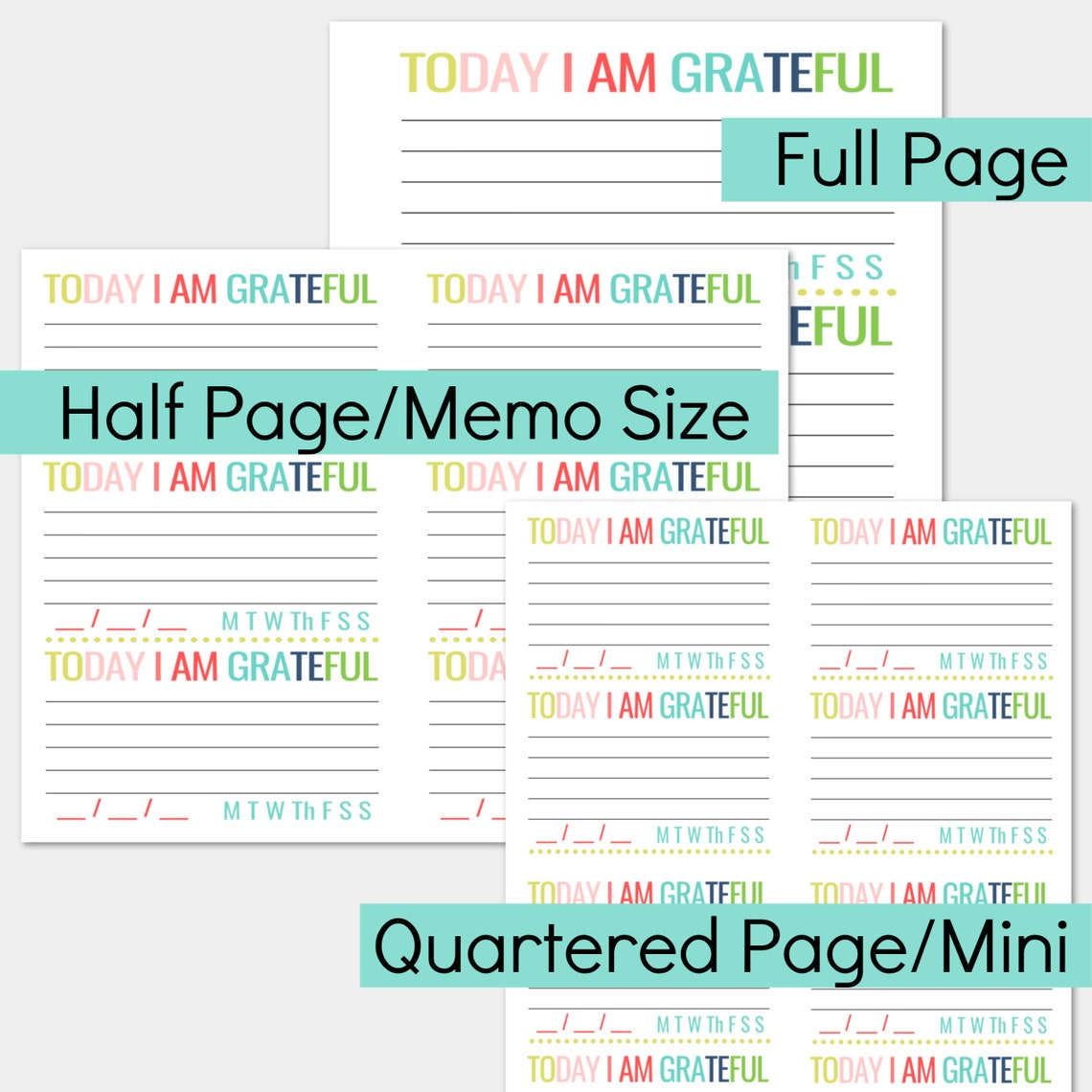 Printable Gratitude Journal Digital Notebook 3 Sizes | Etsy