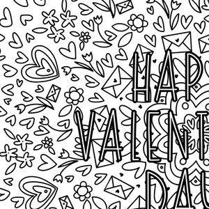 Valentine's Day Printable Coloring Page Heart Coloring Table Top Poster ...