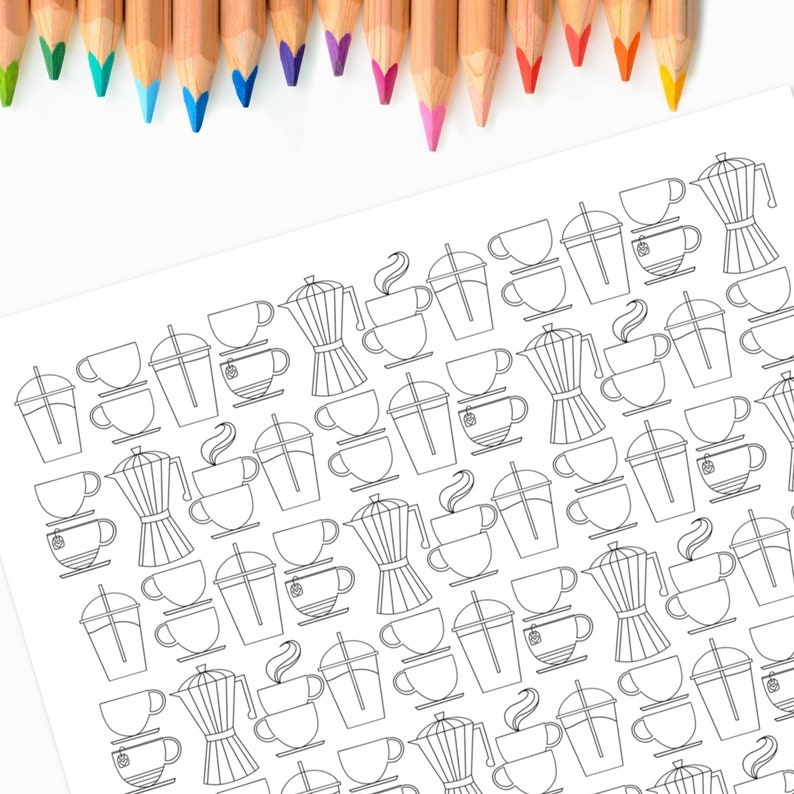 Coffee & Tea Lover Coloring Page Digital Printable | Etsy