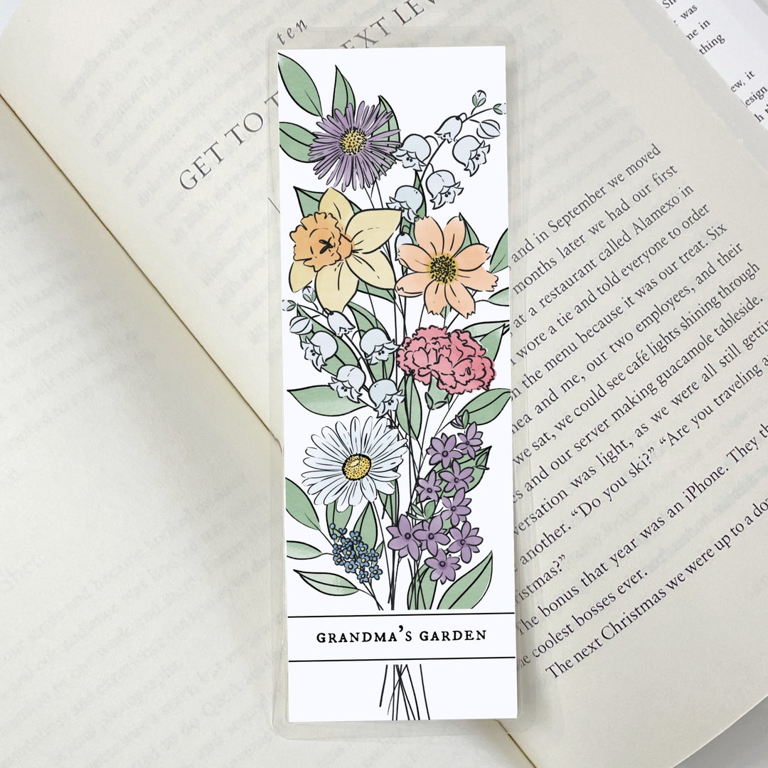Birth Flower Bouquet Bookmark up to 8 Flowers | Laminated 2x6" Page ...