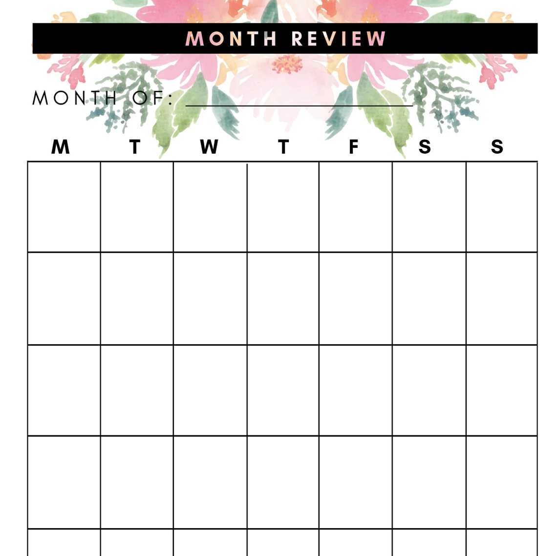 Watercolor Floral Planner Printables Set of 9 Daily Weekly - Etsy
