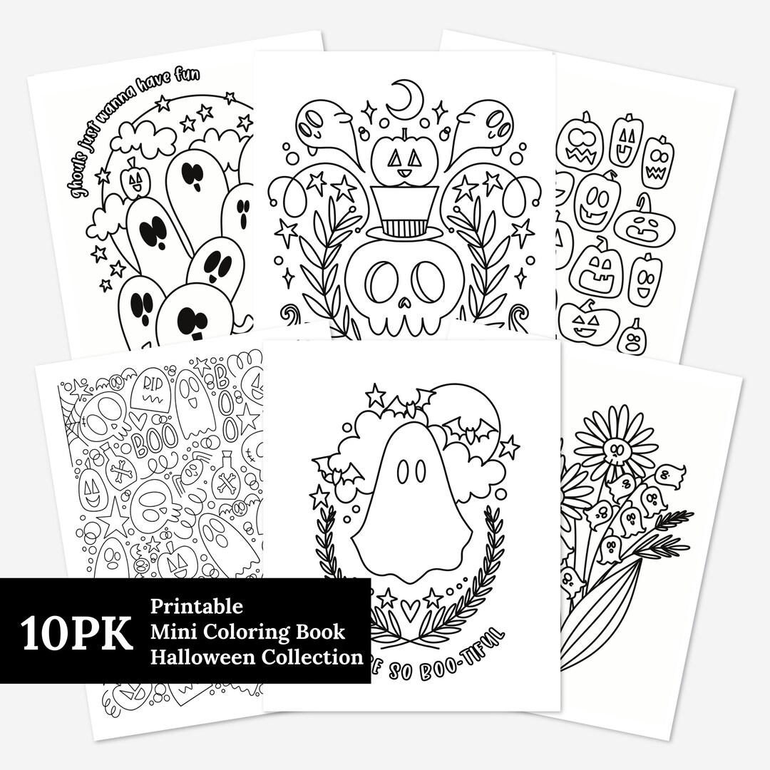 10 Pk Halloween Printable Coloring Book 10pk Coloring Pages | Hand ...
