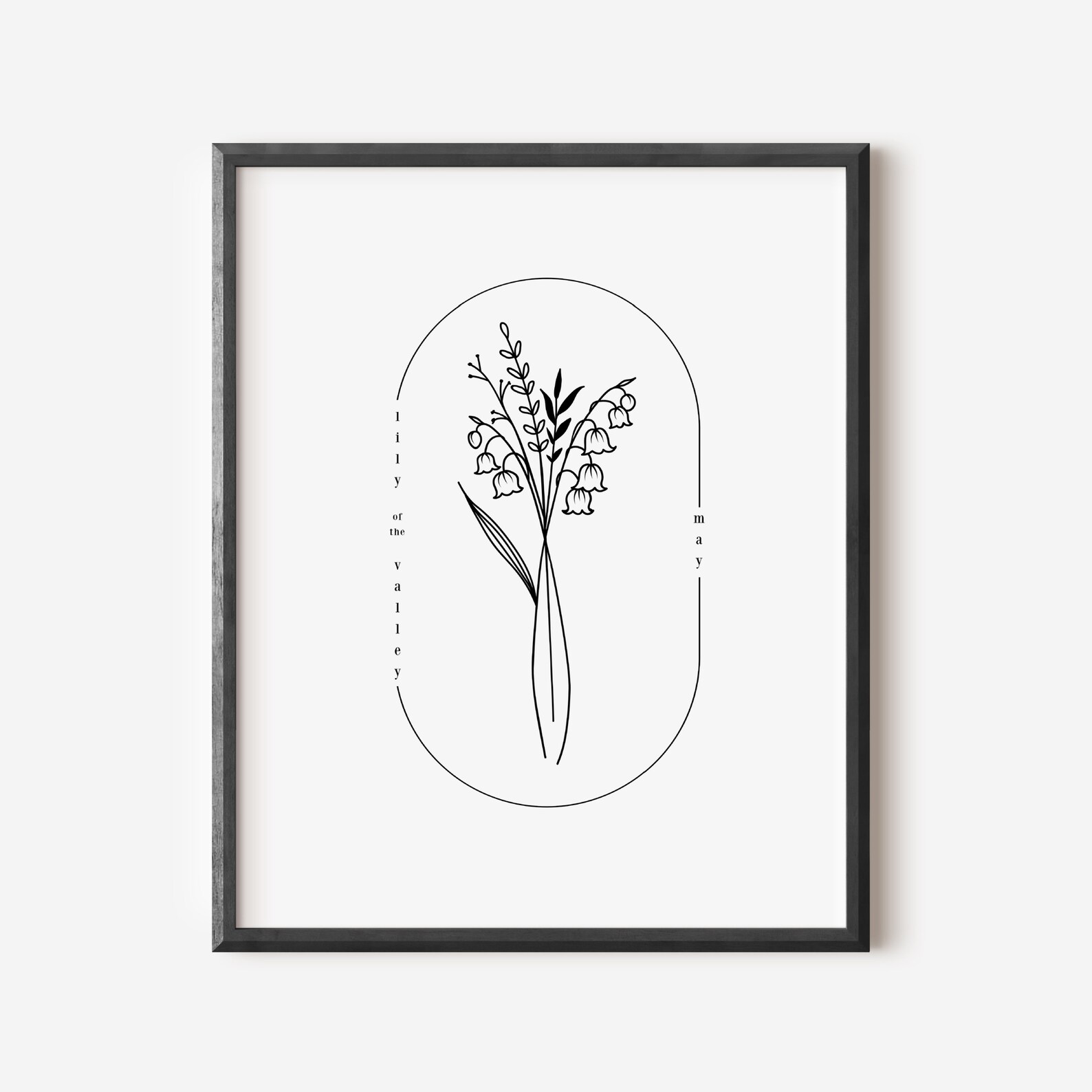 May Birth Flower Lily of the Valley Oval Frame Simple Art - Etsy