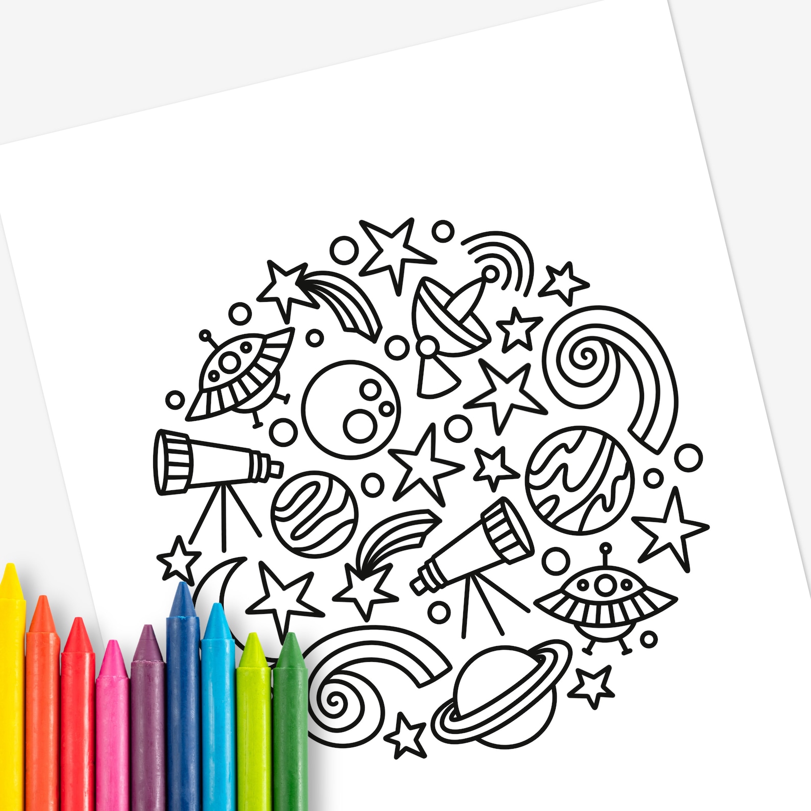 2 PK Space Astronomy & Galaxy Printable Coloring Pages | Matching Hand ...