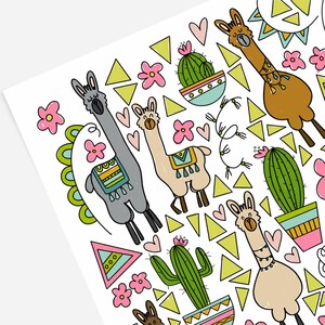 Cute Llamas & Cactus | Hand-drawn Coloring Page Printable - Etsy