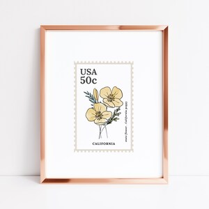 California US State Flower Stamp | Poppy Watercolor Floral Art ...