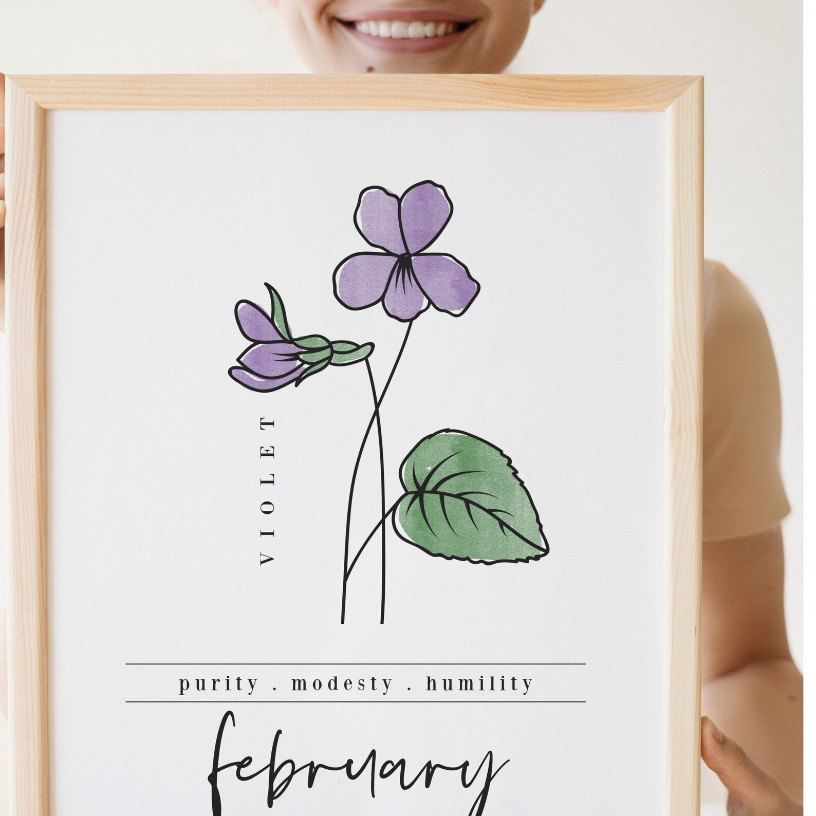 February Violet Birth Flower Digital Art Printable | Etsy