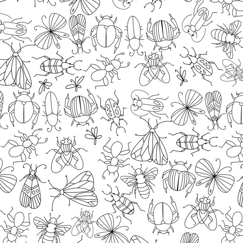 Bug Doodles Hand-drawn Coloring Page Print & Color Digital - Etsy