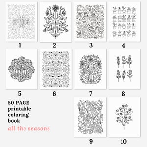 50 Coloring Pages | All the Seasons Digital Coloring Book Illustrations ...