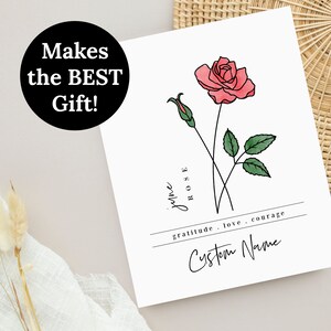June Birth Flower Unframed Art Print | Personalized Name Custom Floral ...
