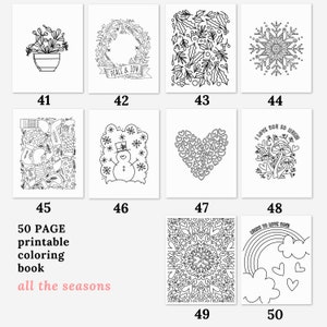 50 Coloring Pages | All the Seasons Digital Coloring Book Illustrations ...