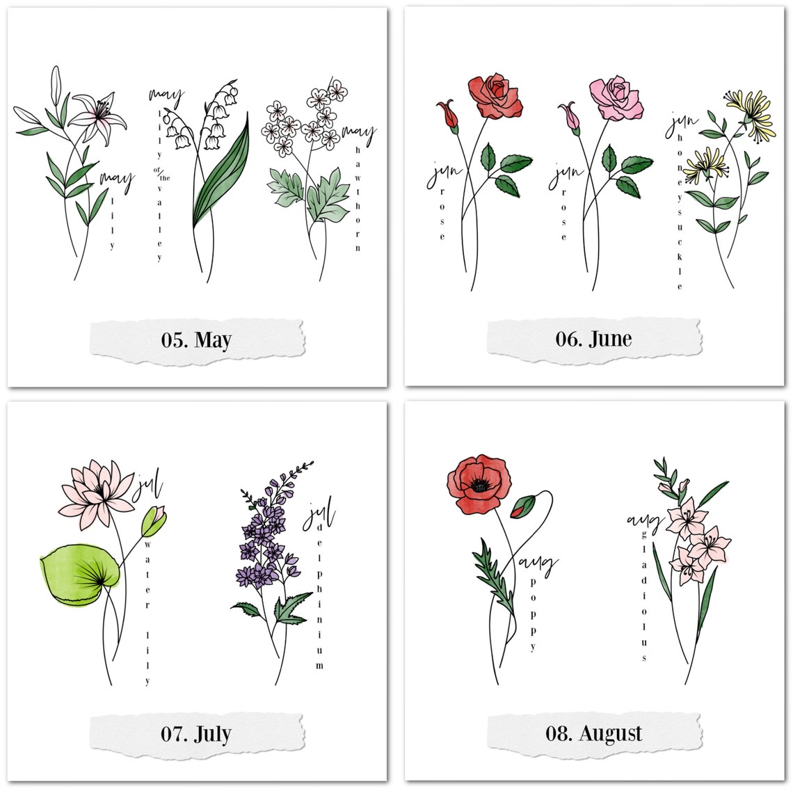 Up to 6 Personalized Birth Flower Printable Digital Download - Etsy