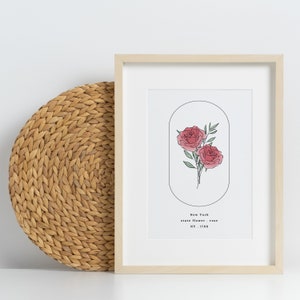 New York State Flower | Rose Watercolor Floral Art Printable ...