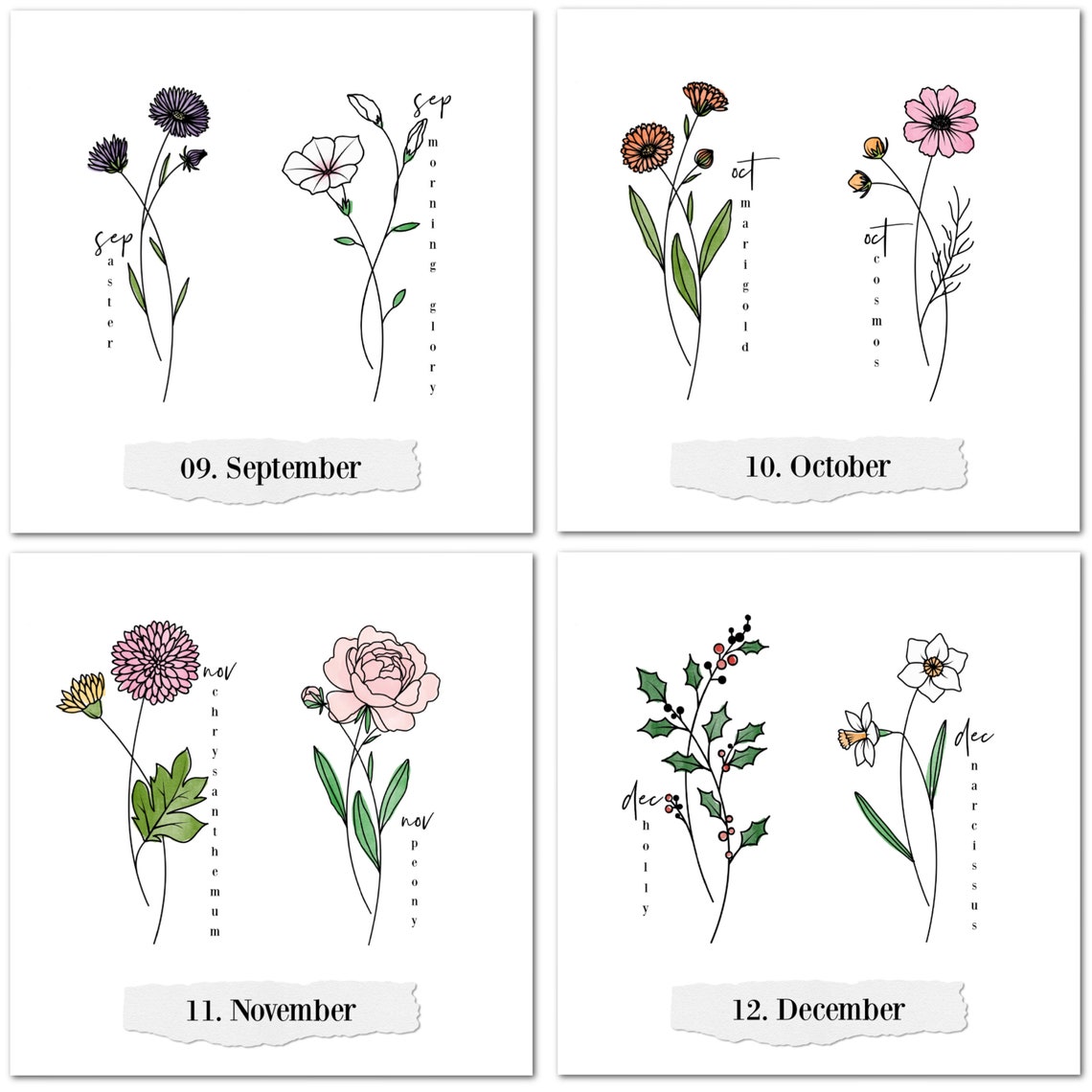 Up to 6 Personalized Birth Flower Printable Digital Download - Etsy