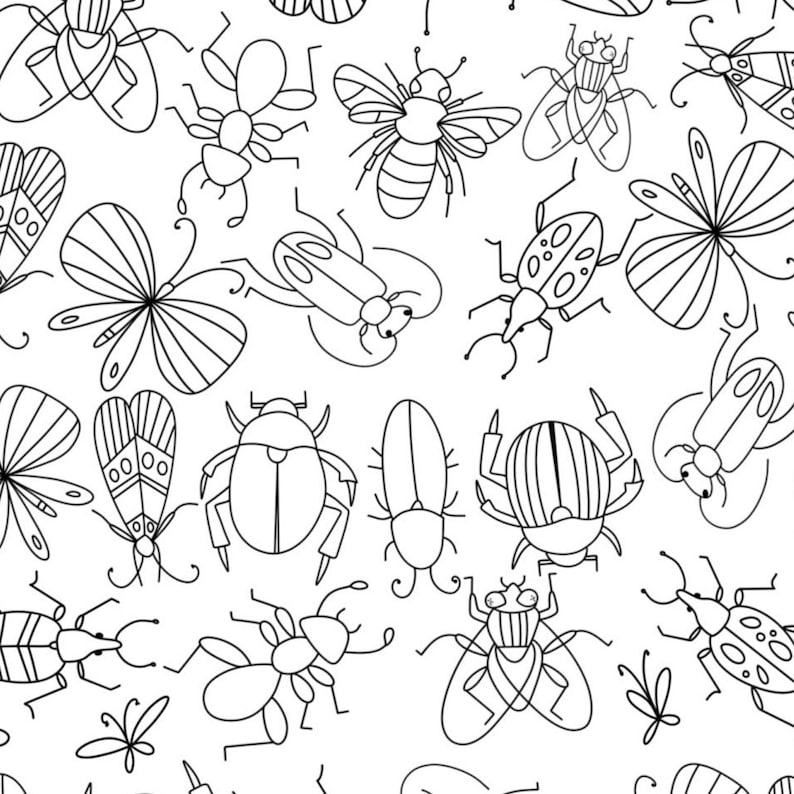 Bug Doodles Hand-drawn Coloring Page Print & Color Digital - Etsy