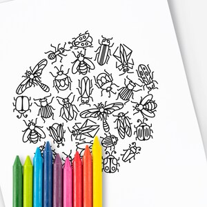 6 PK Printable Bug Coloring Pages | Print & Color | Digital Art ...