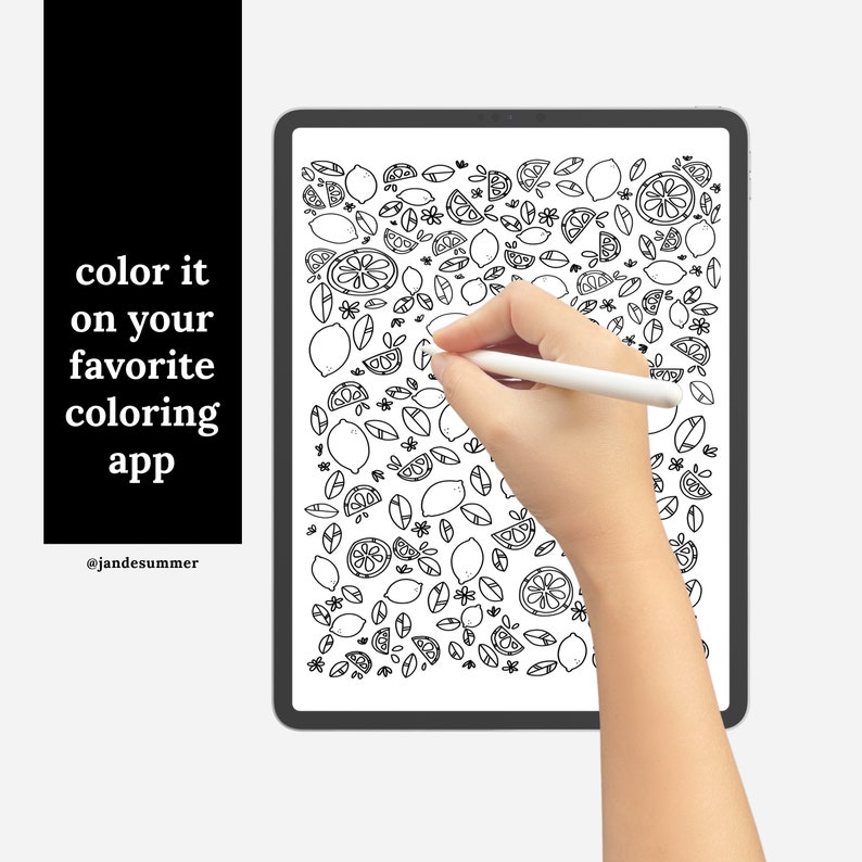 Lemons Citrus Printable Coloring Page | Hand-drawn Digital Coloring ...