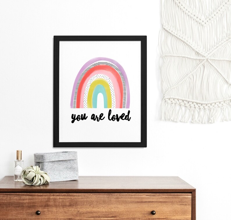You Are Loved Watercolor Rainbow Digital Printable | Etsy