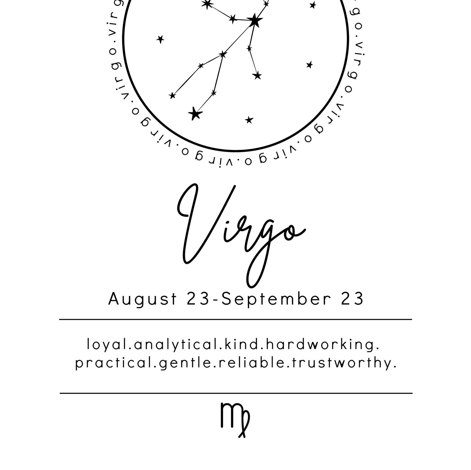 Virgo Zodiac Sign Astrology Chart Attributes Horoscope - Etsy