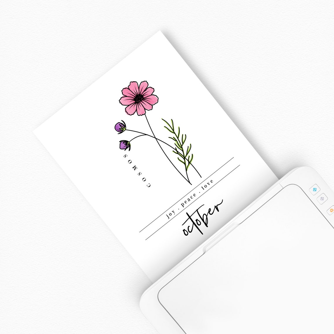 October Cosmos Birth Flower Digital Art Printable | Floral Garden ...